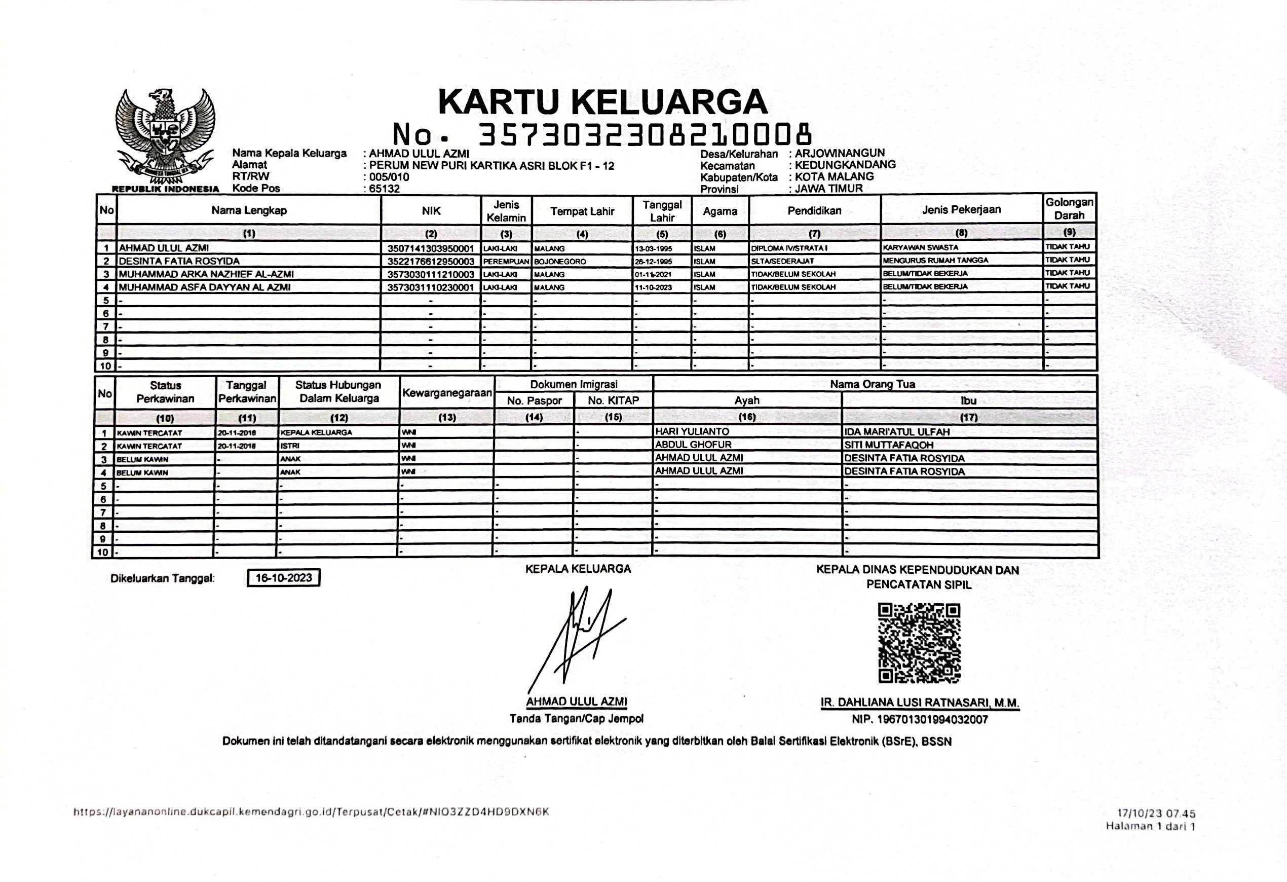 Data Formulir | Tata Usaha - Sekolah Restu